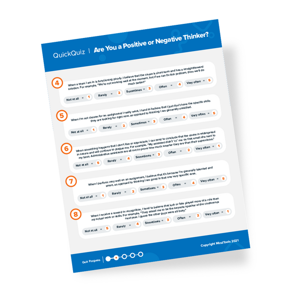 Positive or Negative Thinker Quick Quiz | Mind Tools Store - Mindtools
