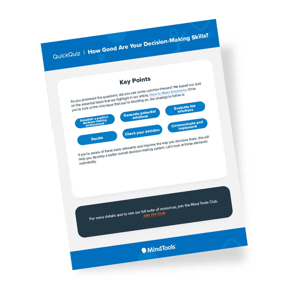 Decision Making Quick Quiz | Mind Tools - Mindtools