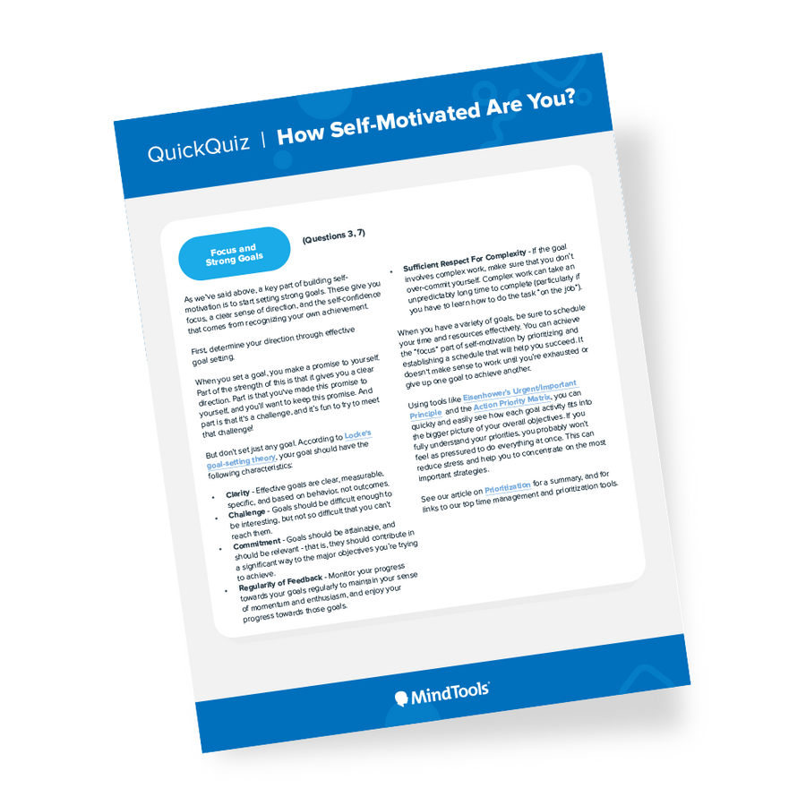 Self-Motivation Quick Quiz | Mind Tools Store - Mindtools