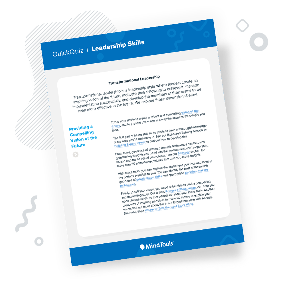 Leadership Skills Quick Quiz | Mind Tools Store - Mindtools