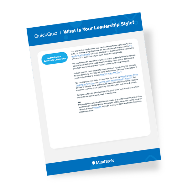 Leadership Style Quick Quiz | Mind Tools Store - Mindtools