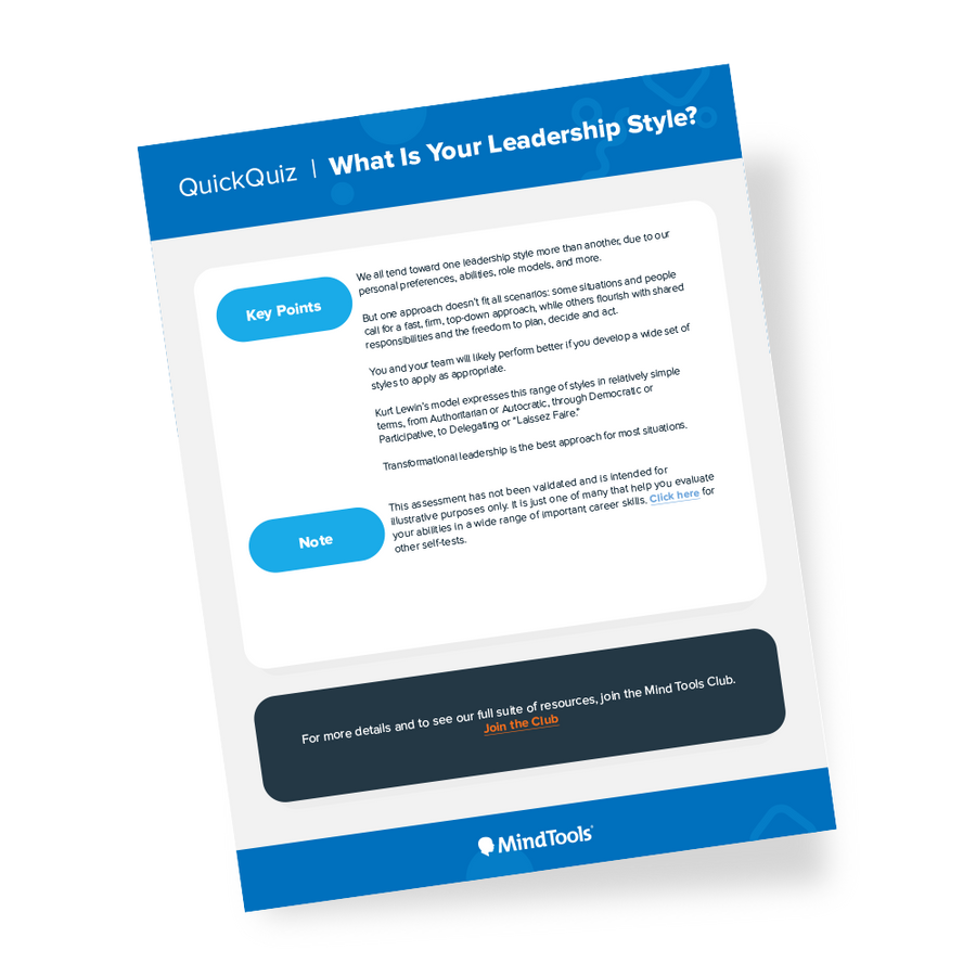 Leadership Style Quick Quiz | Mind Tools Store - Mindtools